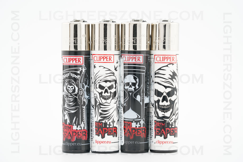 4x Clipper Full Size Refillable Lighters Grim Reaper Collection ...